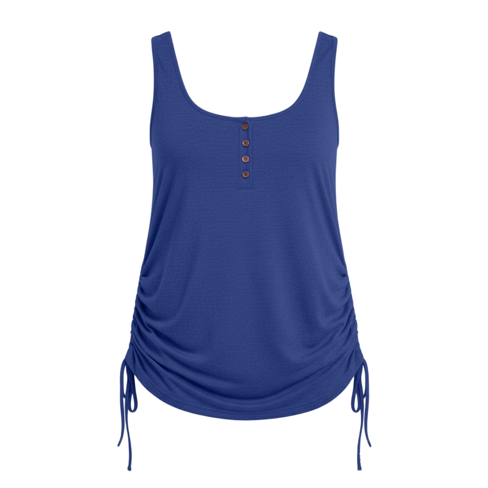 AherBiu Plus Size Tank Tops for Women Henley Scoop Neck Side Drawstring ...
