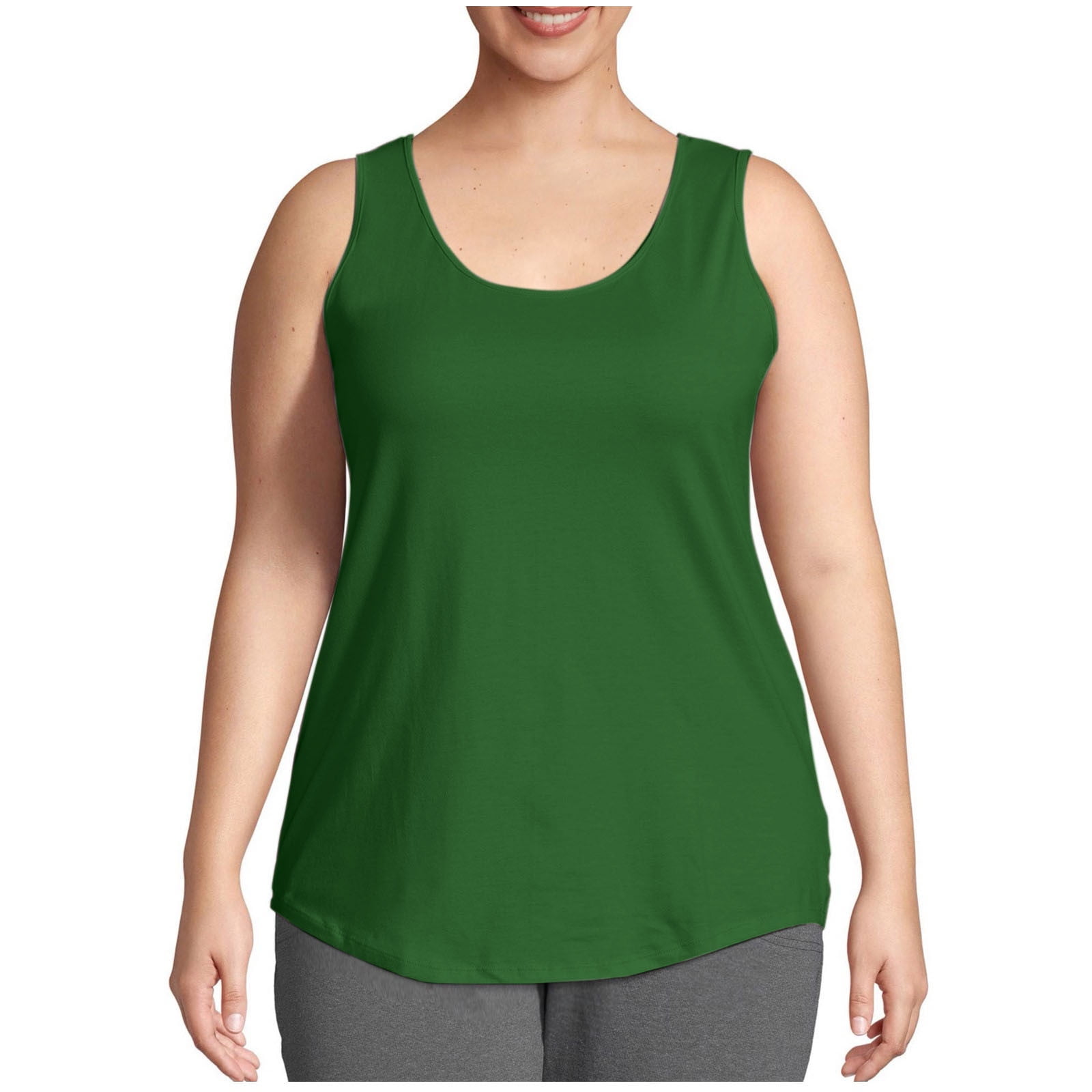 AherBiu Plus Size Tank Tops for Women Sleeveless Round Neck Loose Comfy Basic Layer Top Tees ...