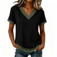 AherBiu Plus Size Tops for Women Summer Casual Loose Fitted V Neck ...