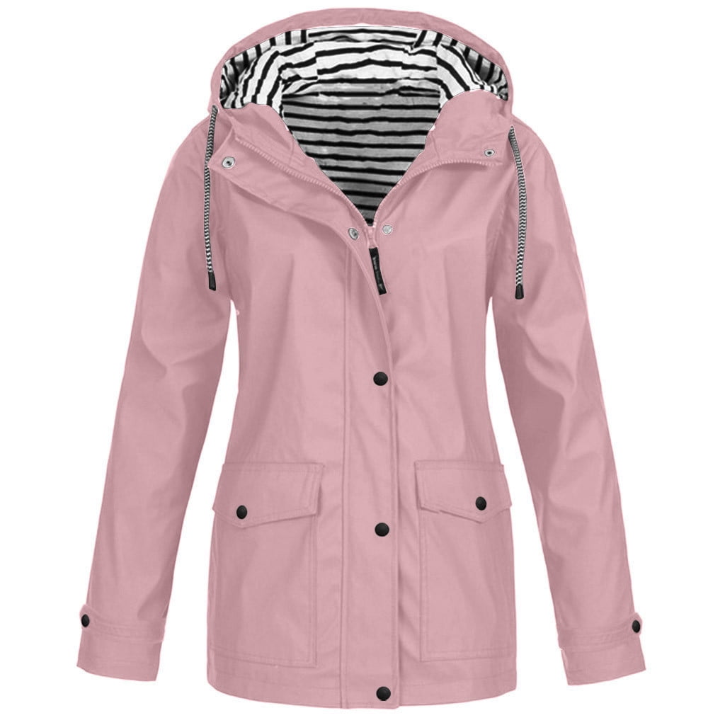 AherBiu Plus Size Windbreaker Jacket for Women Lightweight Zip up ...