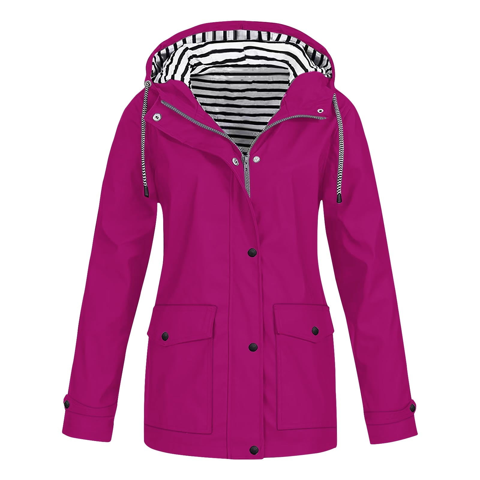 AherBiu Rain Jackets for Women Zip up Hooded Plus Size Lightweight ...