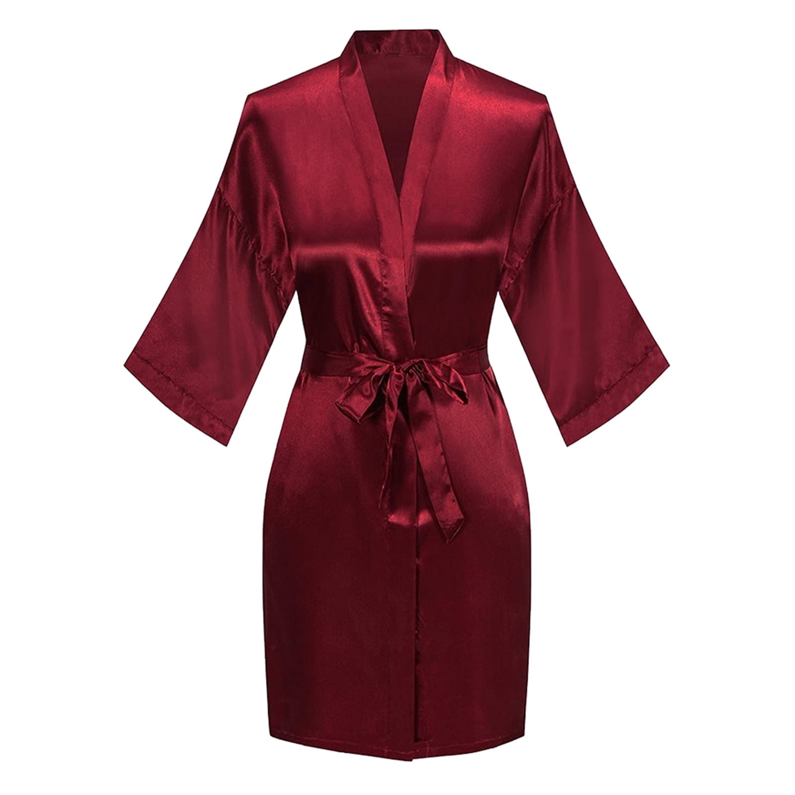 AherBiu Satin Bathrobes for Women Silk Comfy Pajamas Night Robes Belted ...