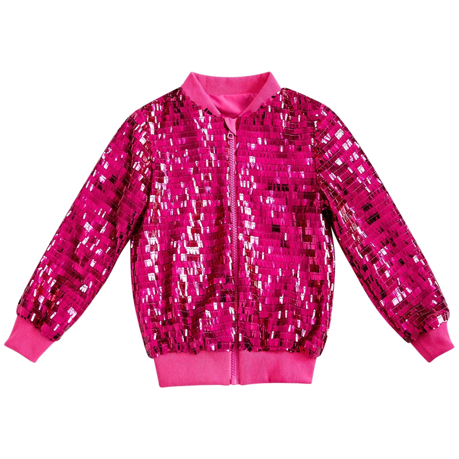 AherBiu Sequin Jackets for Boys Girls Zip up Sparkly Glitter Dancing Coats Teens Kid's Long ...