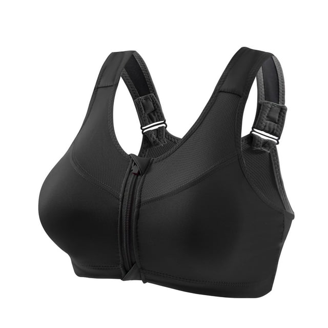 AherBiu Sports Bras for Women Plus Size Wireless Zipper Front Closure ...
