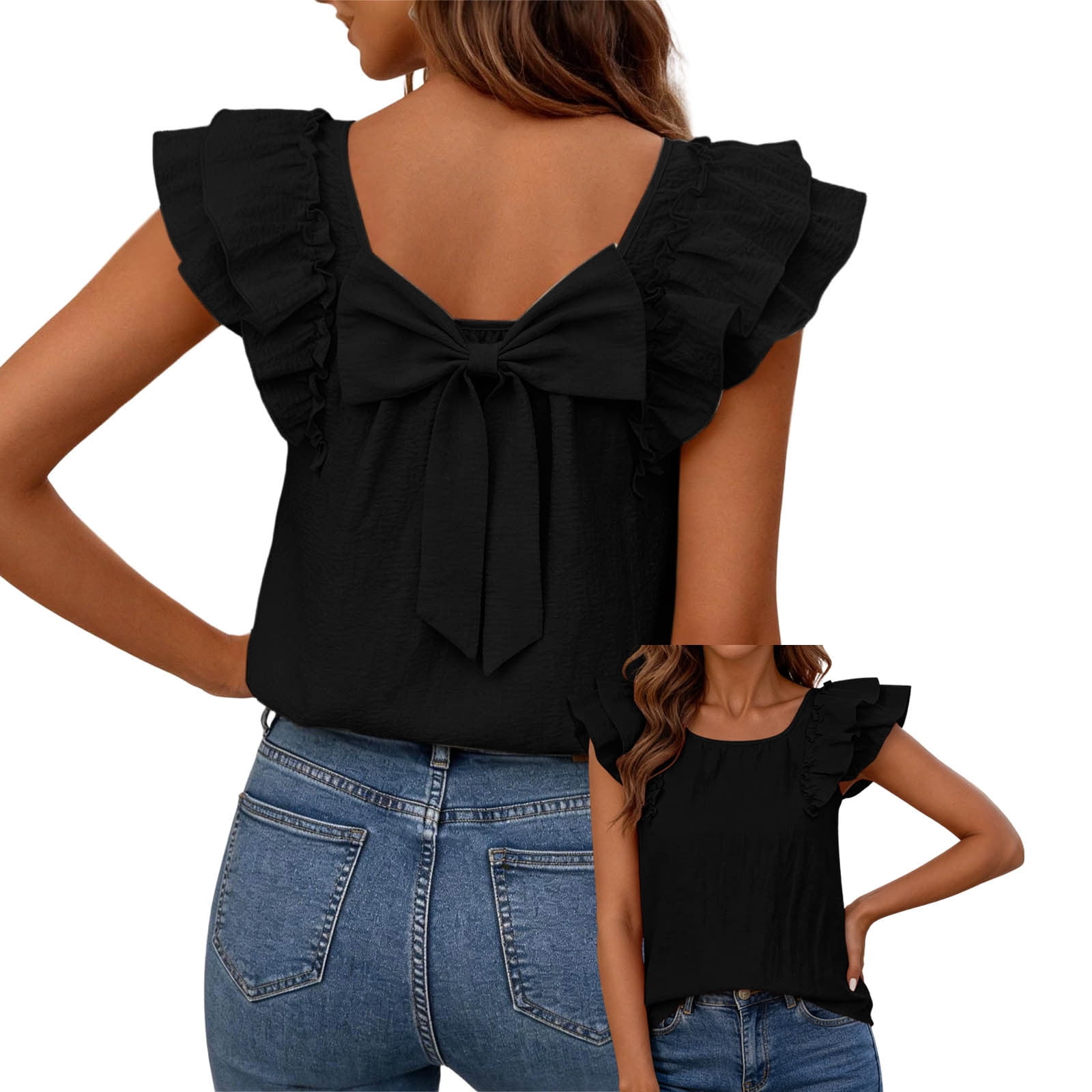 AherBiu Summer Tank Tops for Women Dressy Casual Blouse Sleeveless ...