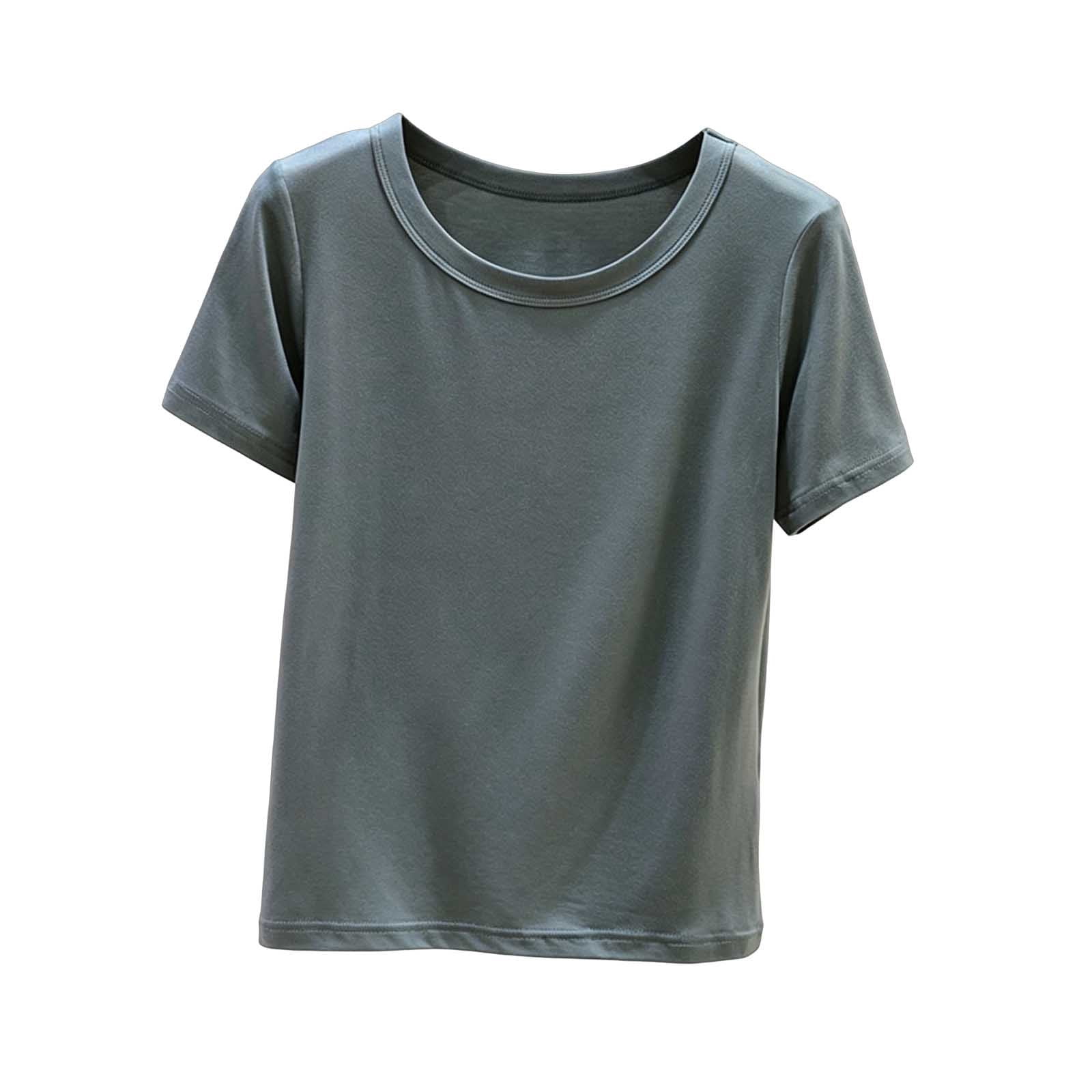 AherBiu Summer Tops for Women Pajama Tees Short Sleeve Crewneck Comfy ...