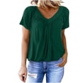 AherBiu Summer Tops for Women Short Sleeve Ruched Loose Casual Fitted V ...
