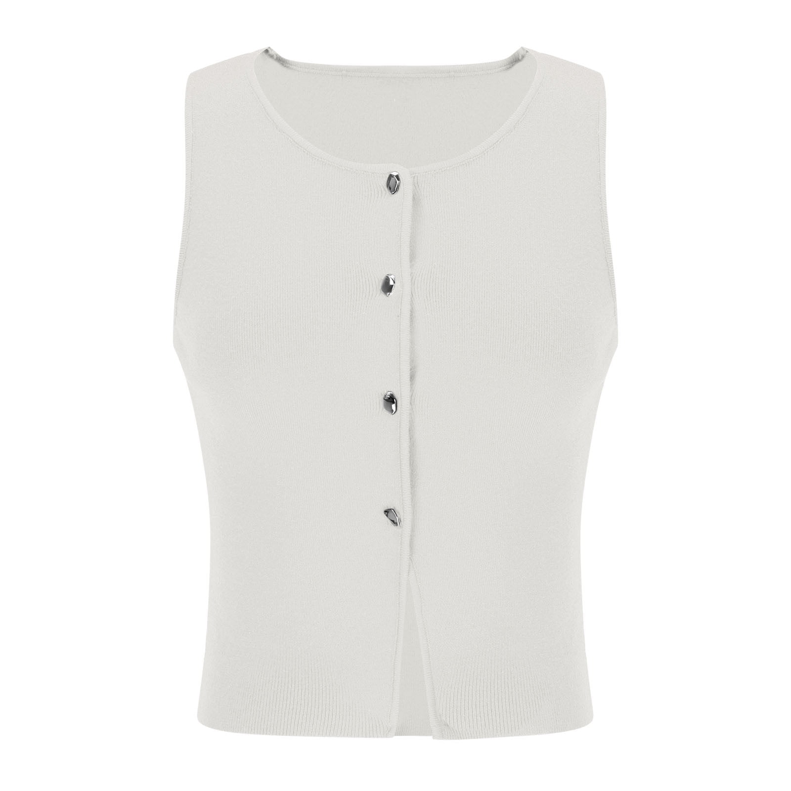 AherBiu Summer Vests for Women Button down Open up Sleeveless Knitted ...