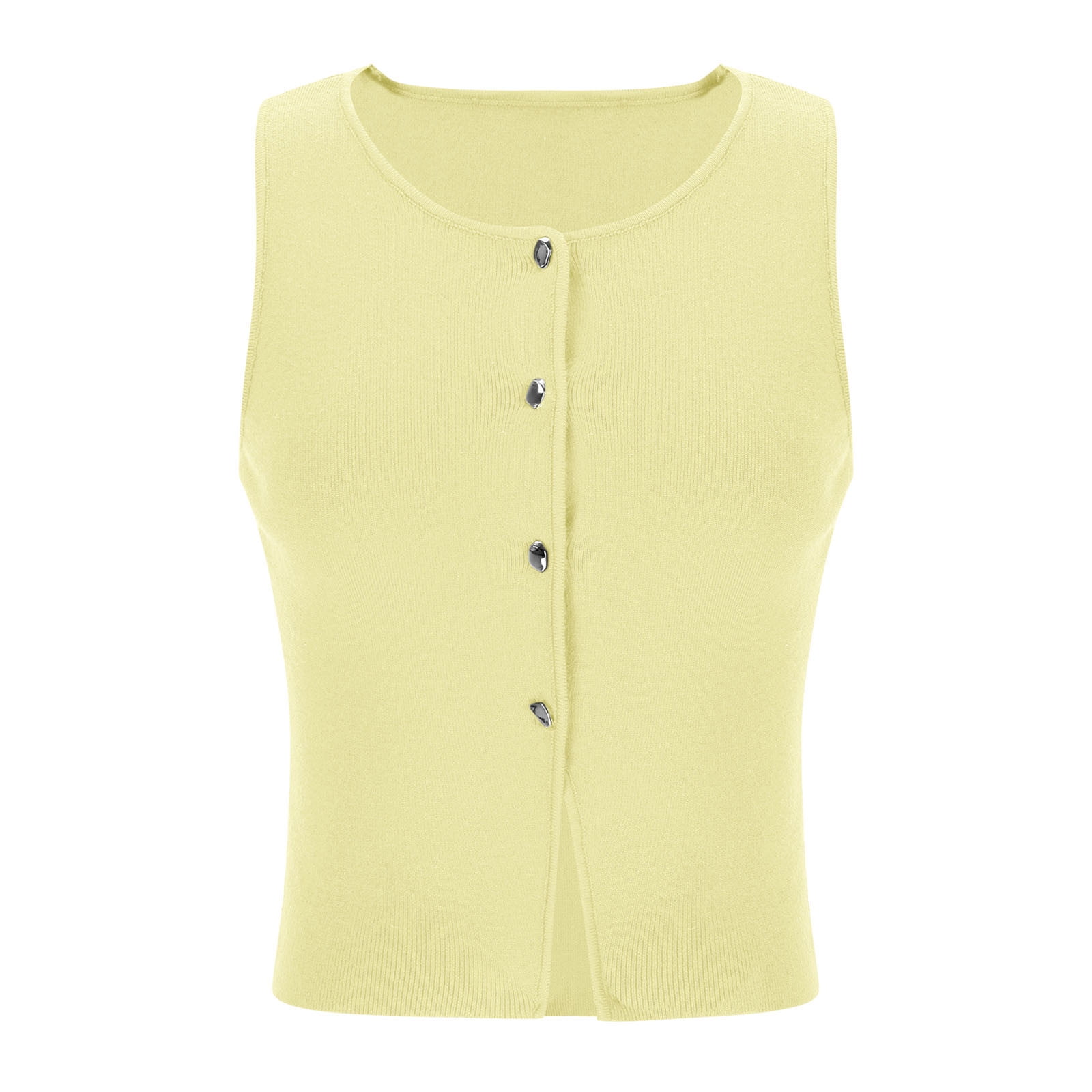 AherBiu Summer Vests for Women Button down Open up Sleeveless Knitted ...