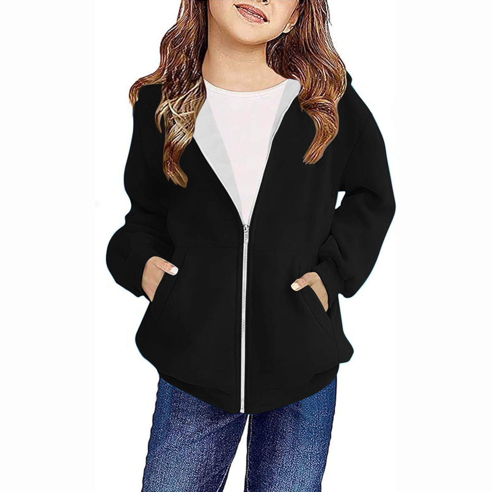 AherBiu Teen Girls Clothes Zip up Sweatshirt Hoodie Casual Loose ...