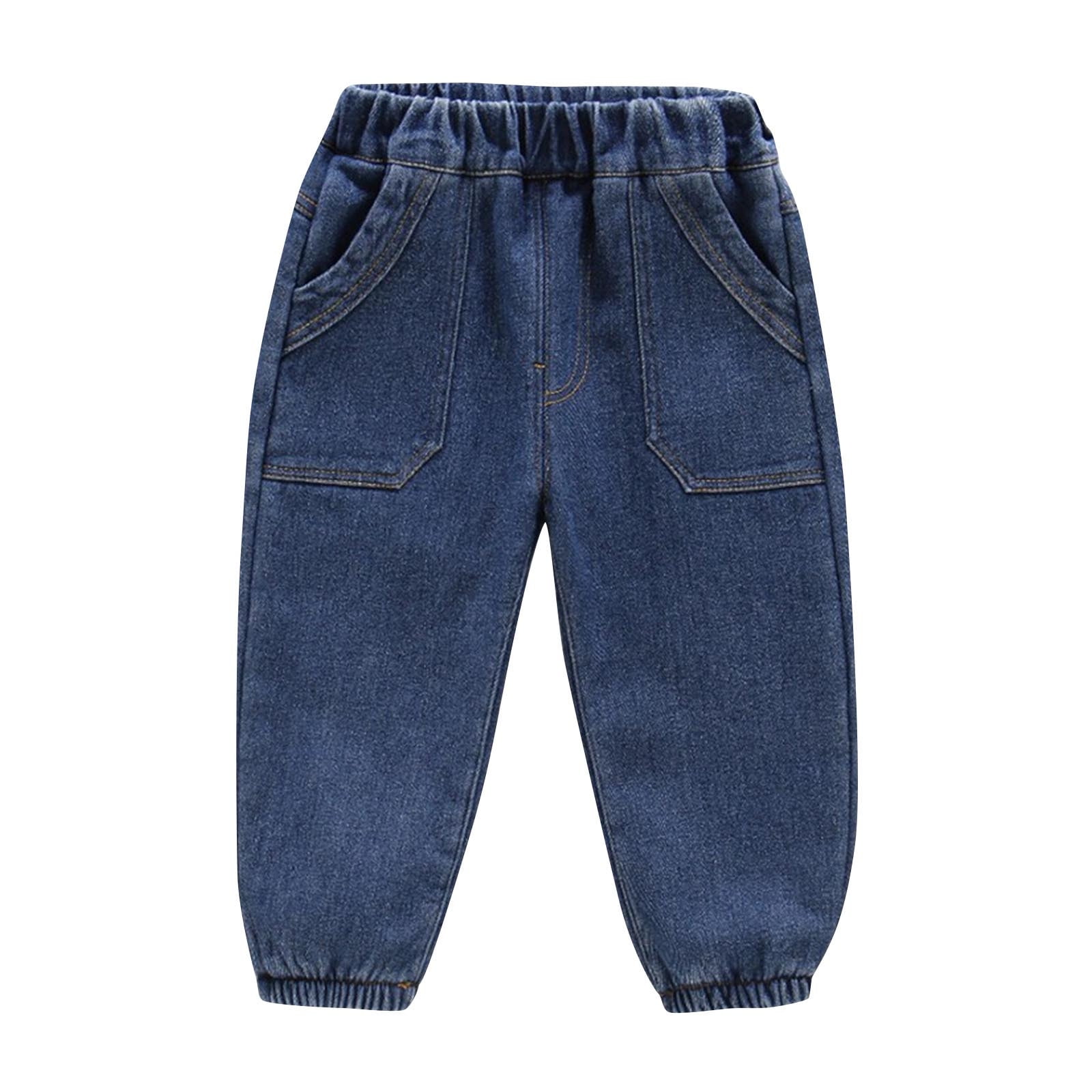 AherBiu Toddler Girls Clothes Elastic High Waisted Fleece Lined Jeans ...