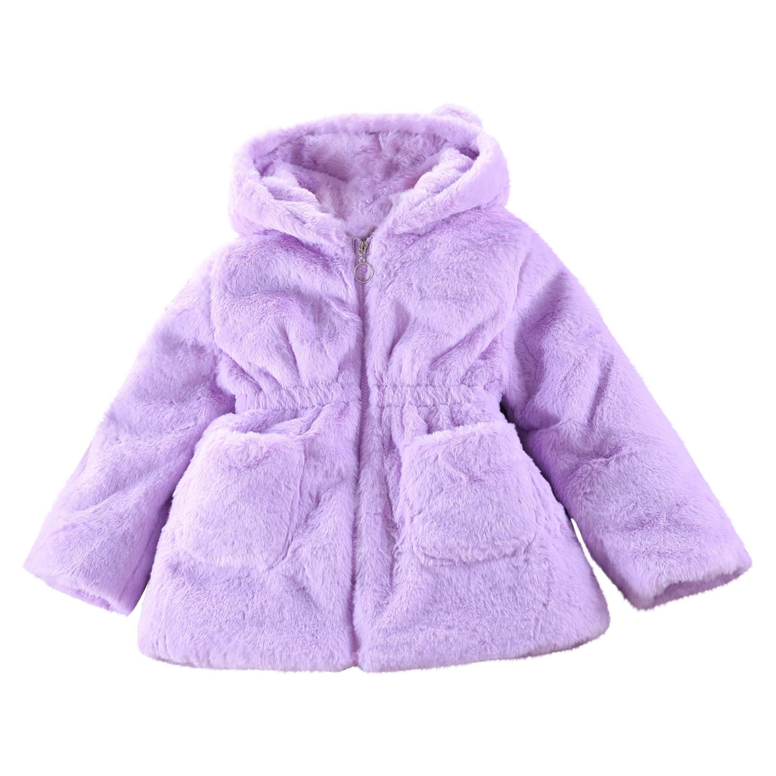 AherBiu Toddler Girls Clothes Fuzzy Plush Zip up Hooded Long Sleeve ...