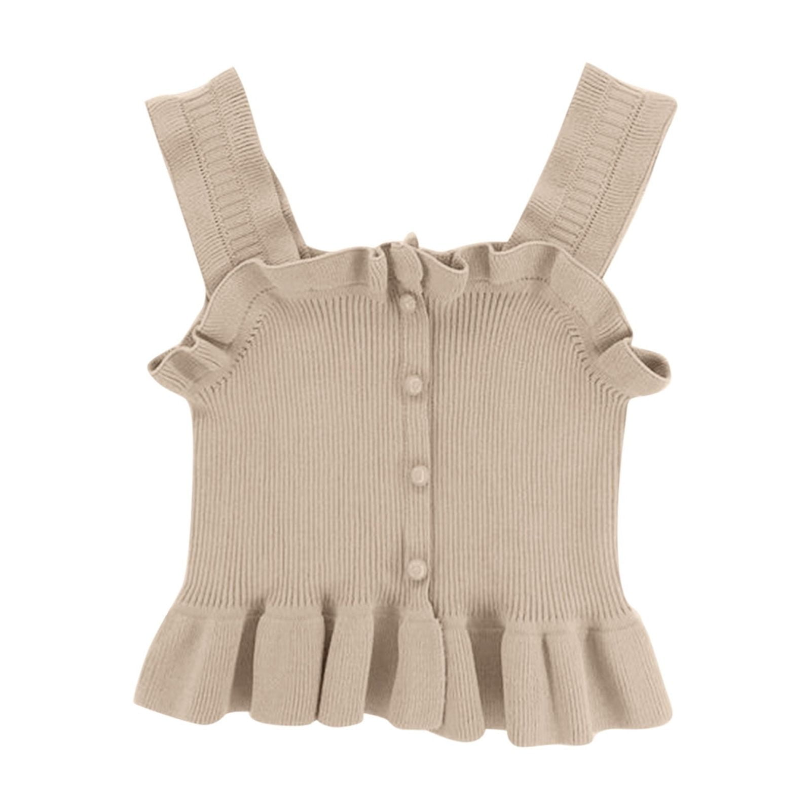 AherBiu Toddler Girls Clothes Knitted Ruffle Tank Tops Stretch Summer ...