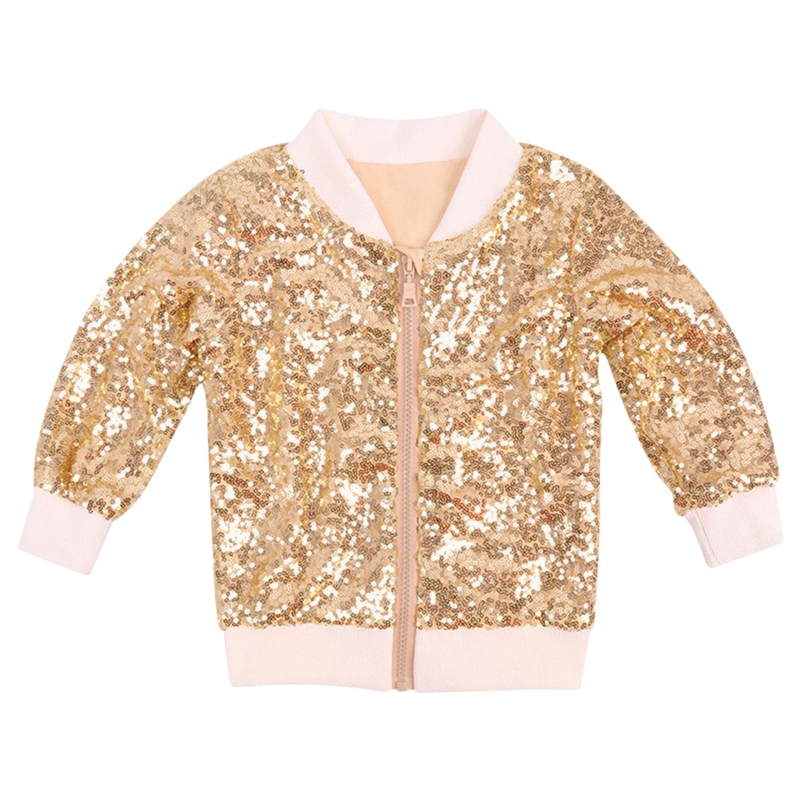 AherBiu Toddler Girls Clothes Sequin Sparkly Jackets Zip up Glitter ...