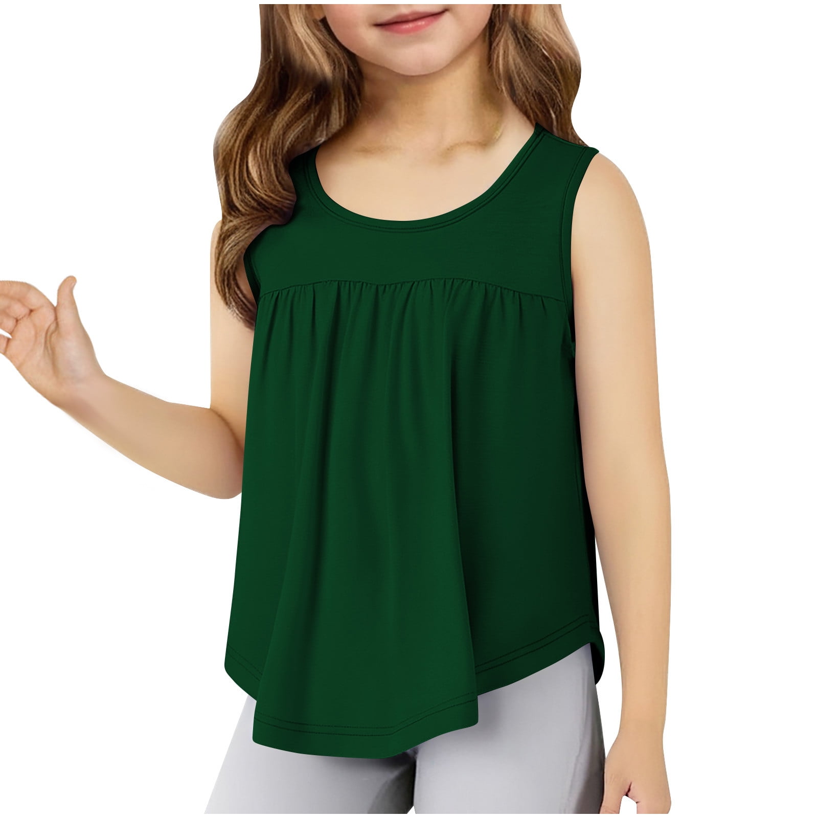 AherBiu Toddler Girls Clothes Summer Tank Tops Crewneck Ruched Loose ...