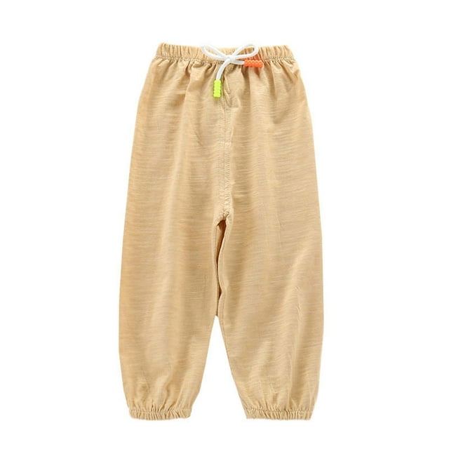 AherBiu Toddler Girls Cotton Pants Drawstring Waist Elastic Hem Slacks ...
