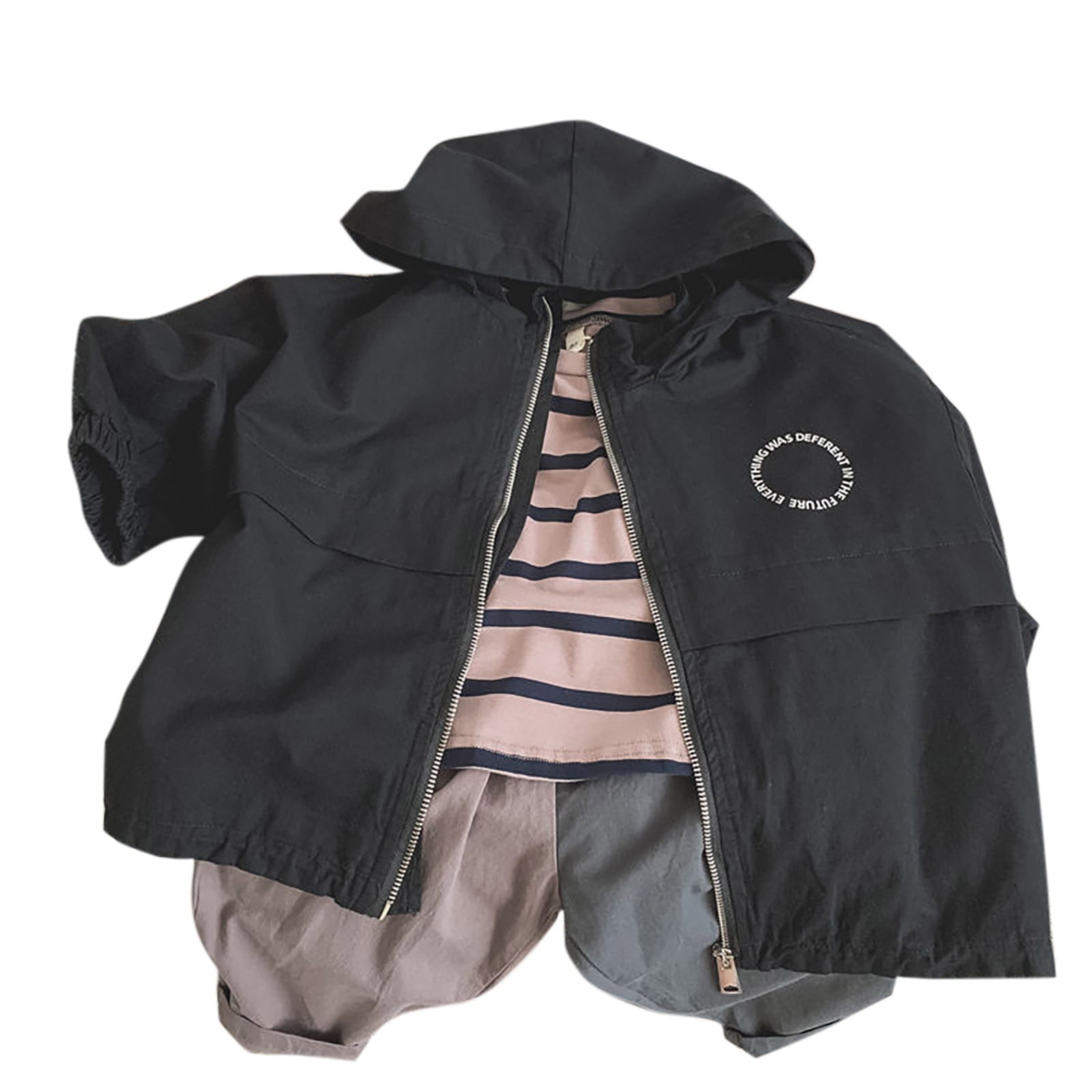 AherBiu Toddler Rain Jacket with Hood Lightweight Windbreaker Infant ...