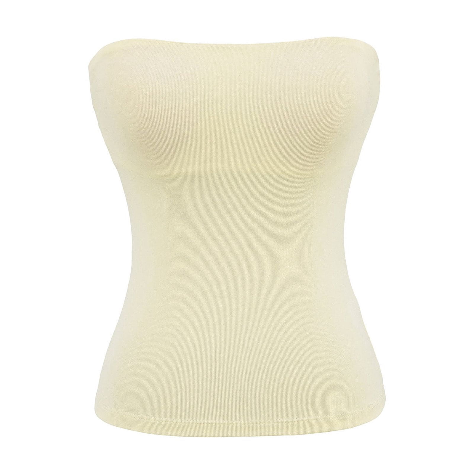 AherBiu Tube Tops for Women Slim Fitted Stretch Basic T Shirt Long ...