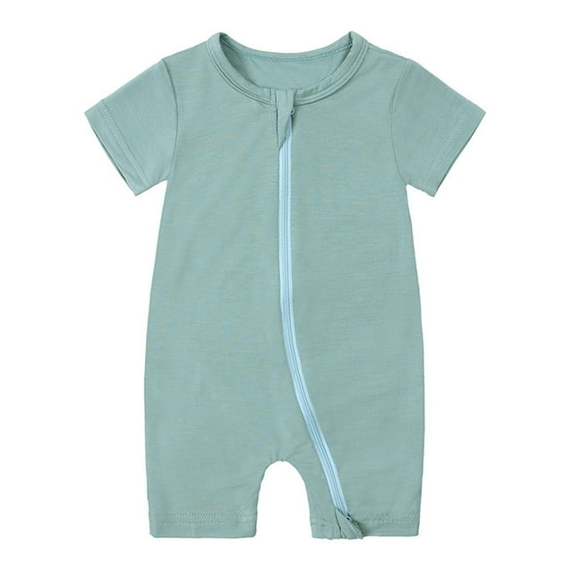 AherBiu Unisex Baby Clothes Short Sleeve Zip up Rompers Infant Crewneck ...