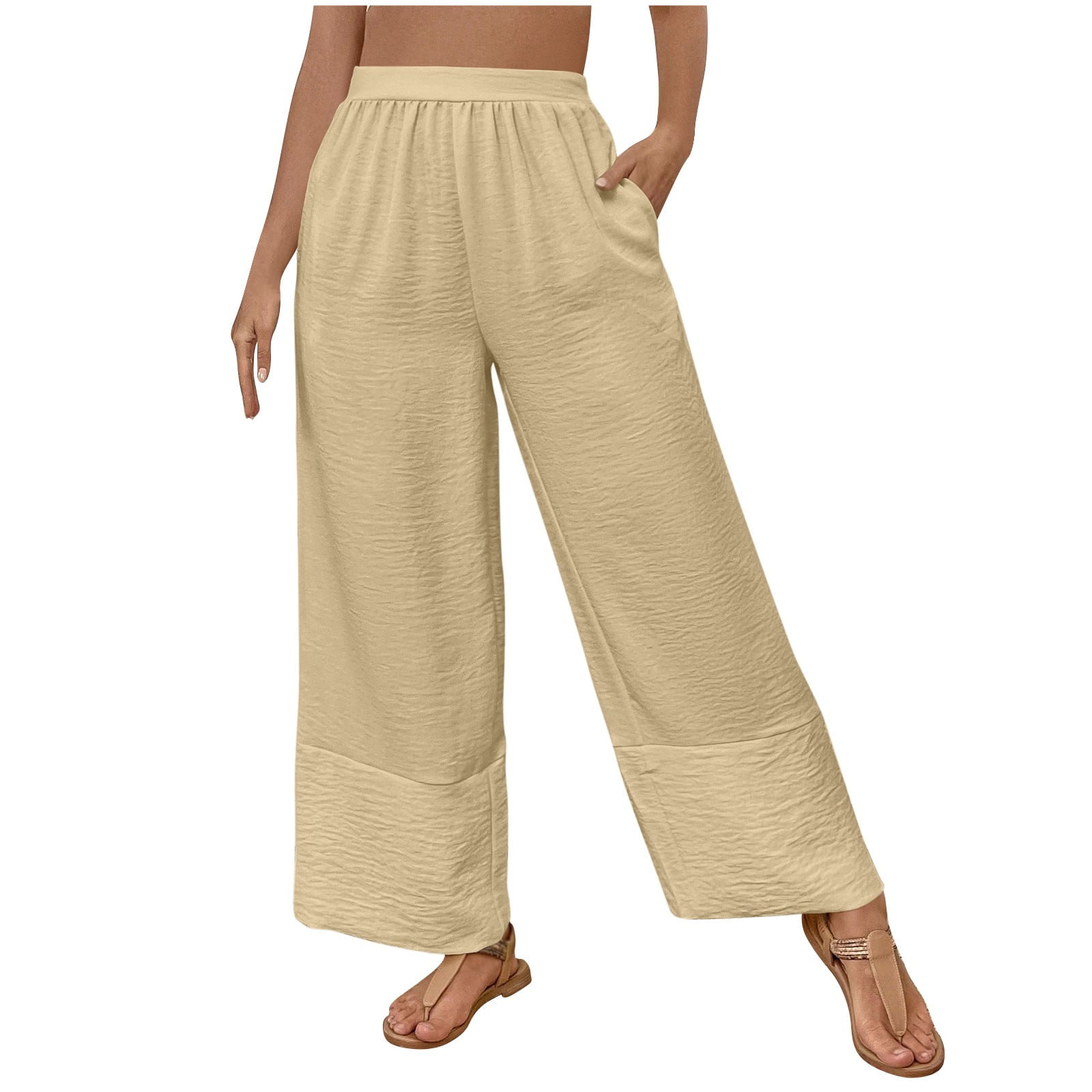 AherBiu Wide Leg Pants for Women Business Casual Pants Lightweight High ...