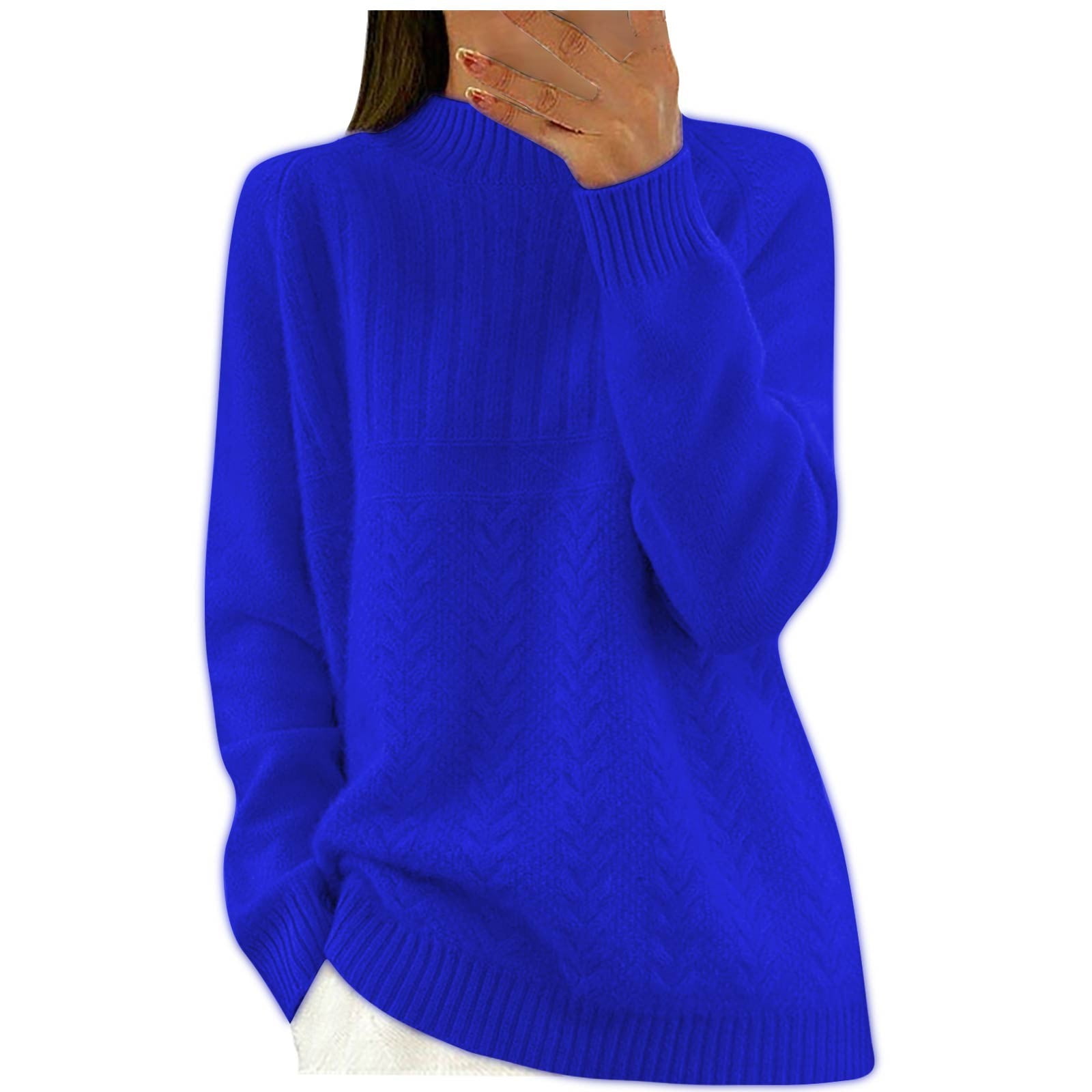 AherBiu Winter Tops for Women Sweater Long Sleeve Tops High Neck ...