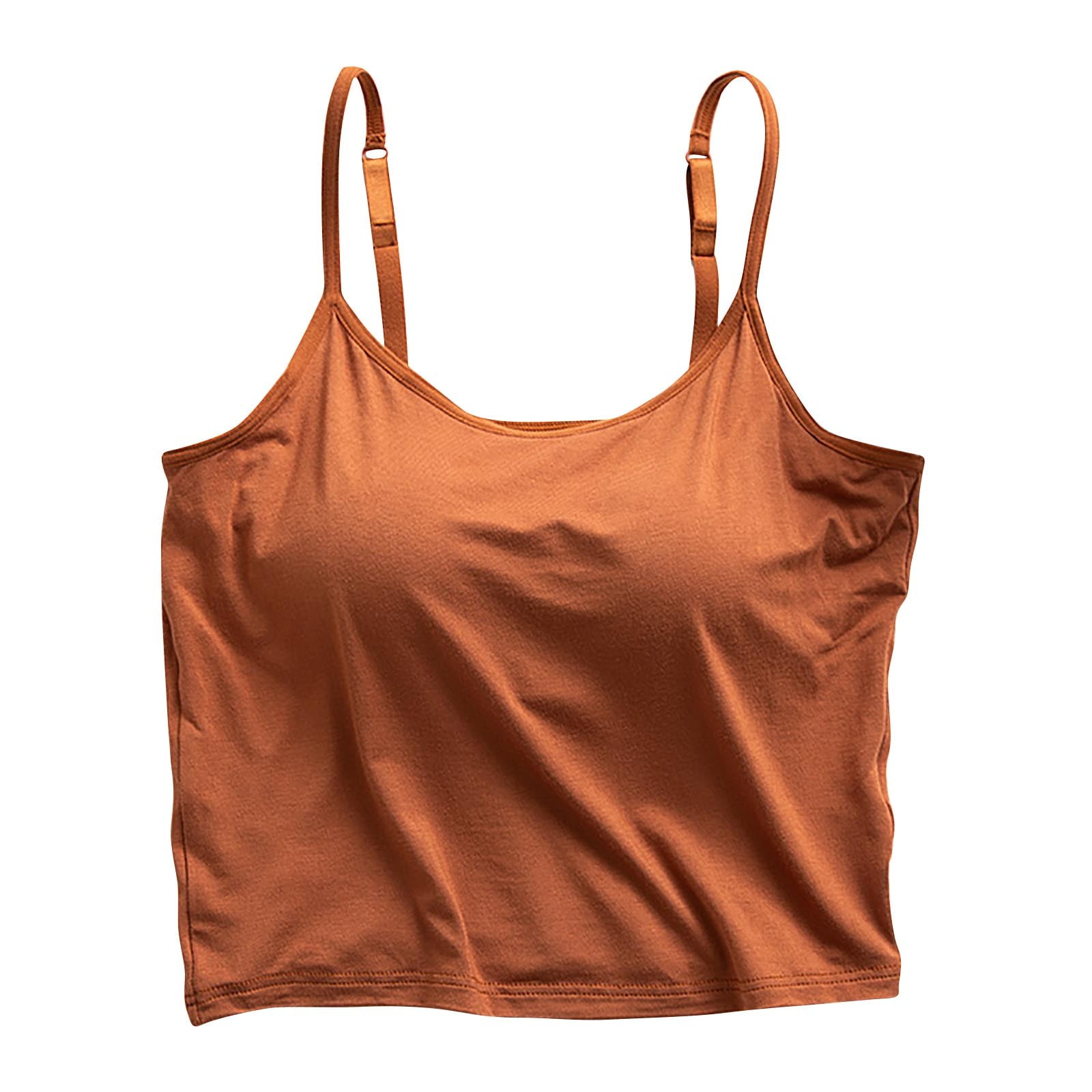 AherBiu Women Tank Tops with Built in Bra Cropped Undershirt Pajamas ...