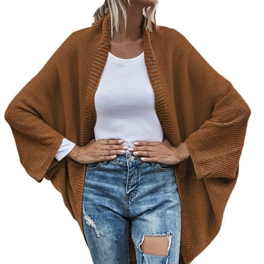 ZTTD Autumn and Winter Solid Color Hedging Knitted Shawl Cloak With ...