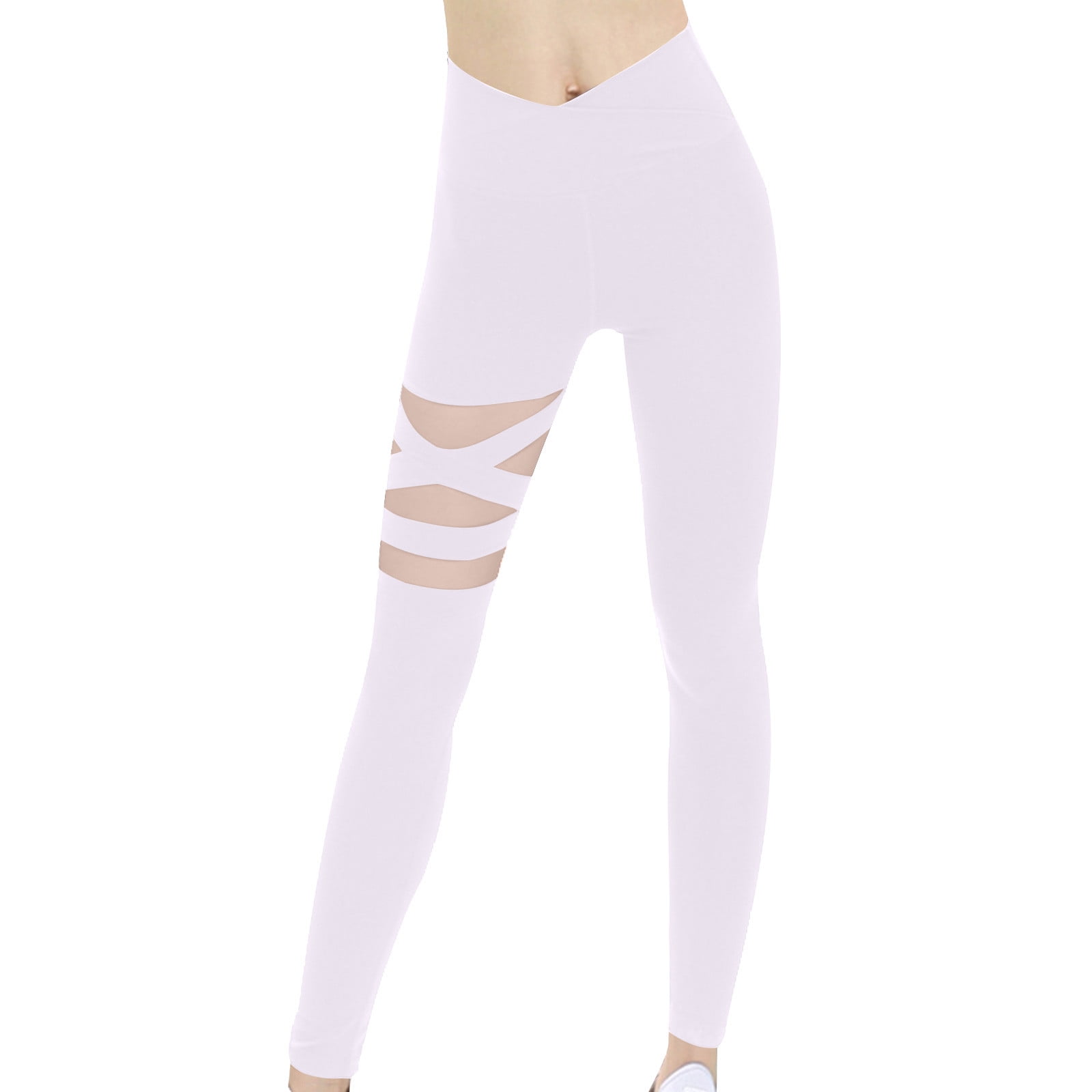 AherBiu Workout Leggings for Women Crossover V-Waisted Slim Fitted Yoga ...