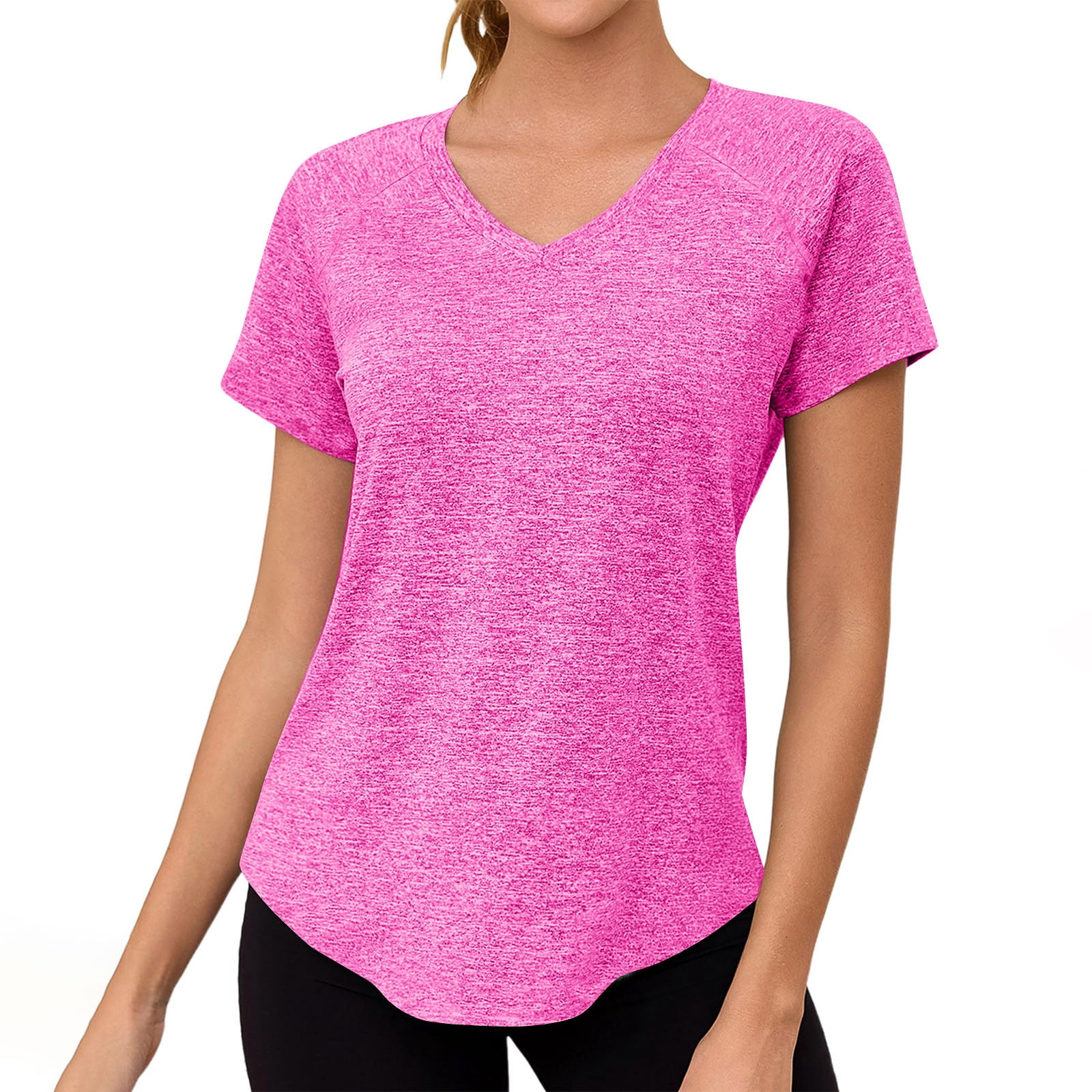 AherBiu Workout Tops for Women Quick-Dry Lightweight V Neck Short ...