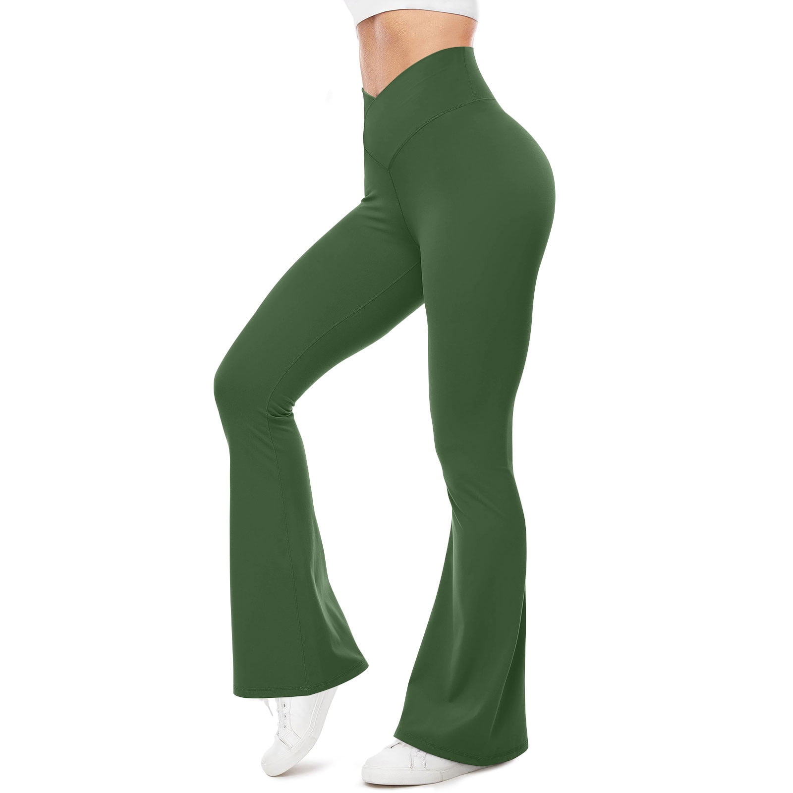 AherBiu Yoga Pants for Women Crossover V High Waisted Flare Leggings ...