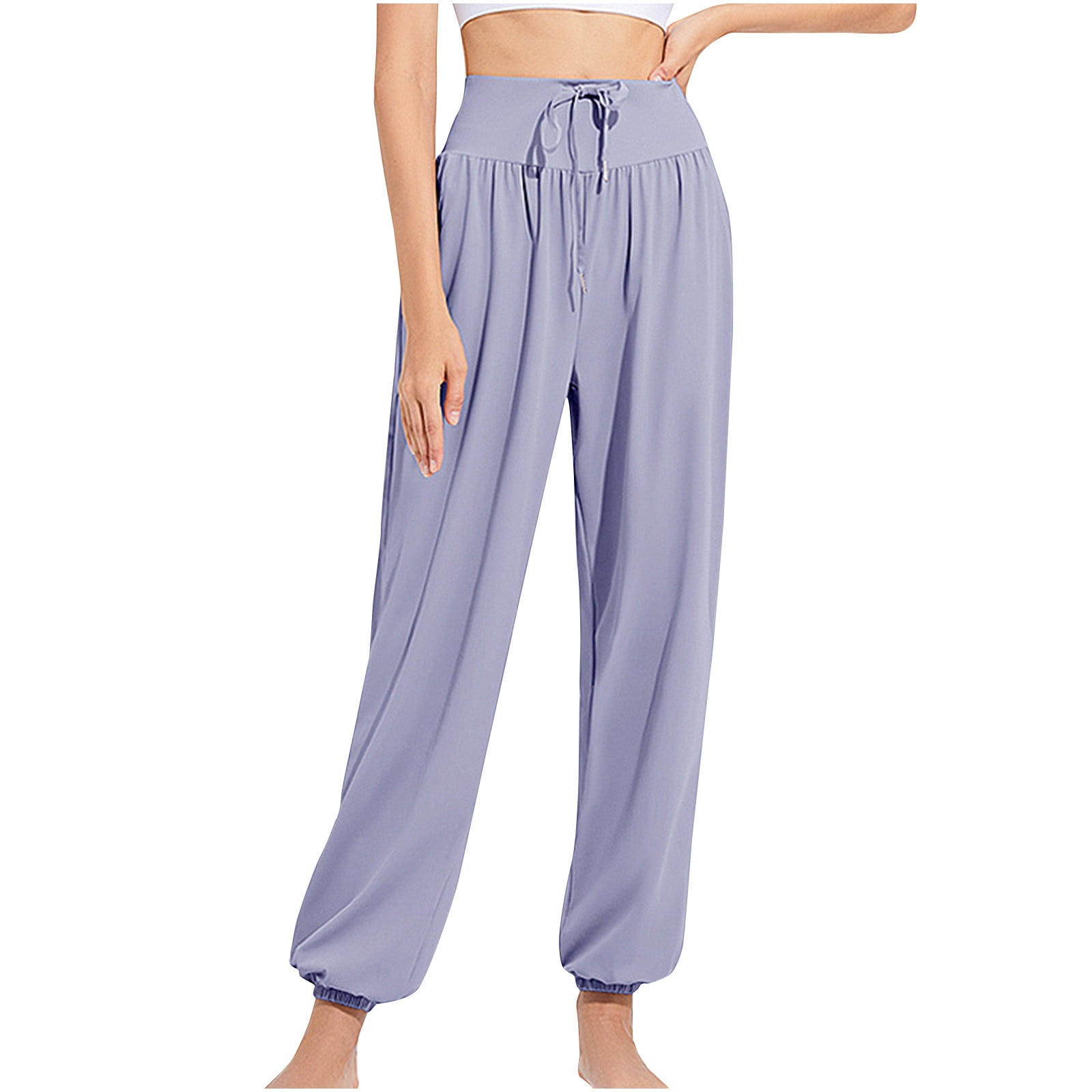 AherBiu Yoga Pants for Women Lightweight Drawstring High Waisted ...