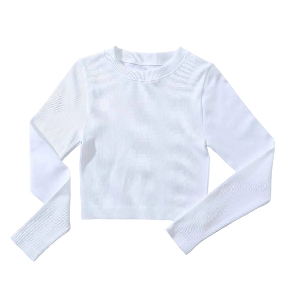 AherBiu Yoga Tops for Women Cropped Long Sleeve Slim Fitted Crewneck ...