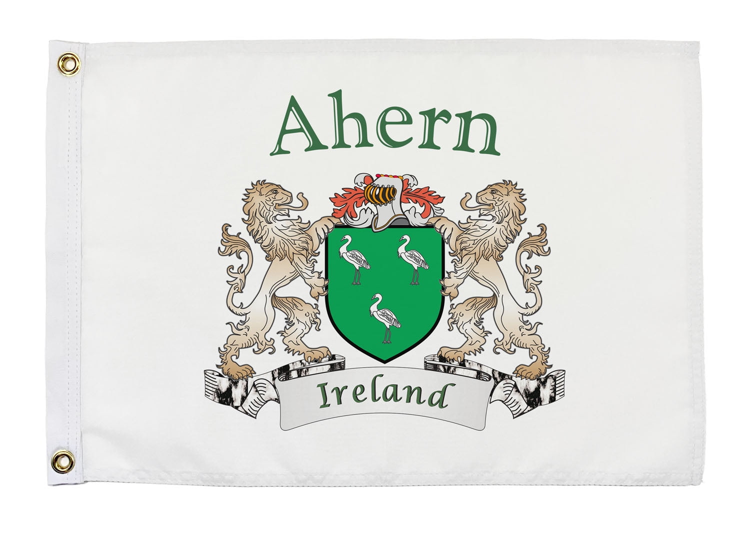 Ahern Irish Coat of Arms Small White Flag - 16"x10.5" inches - Walmart.com