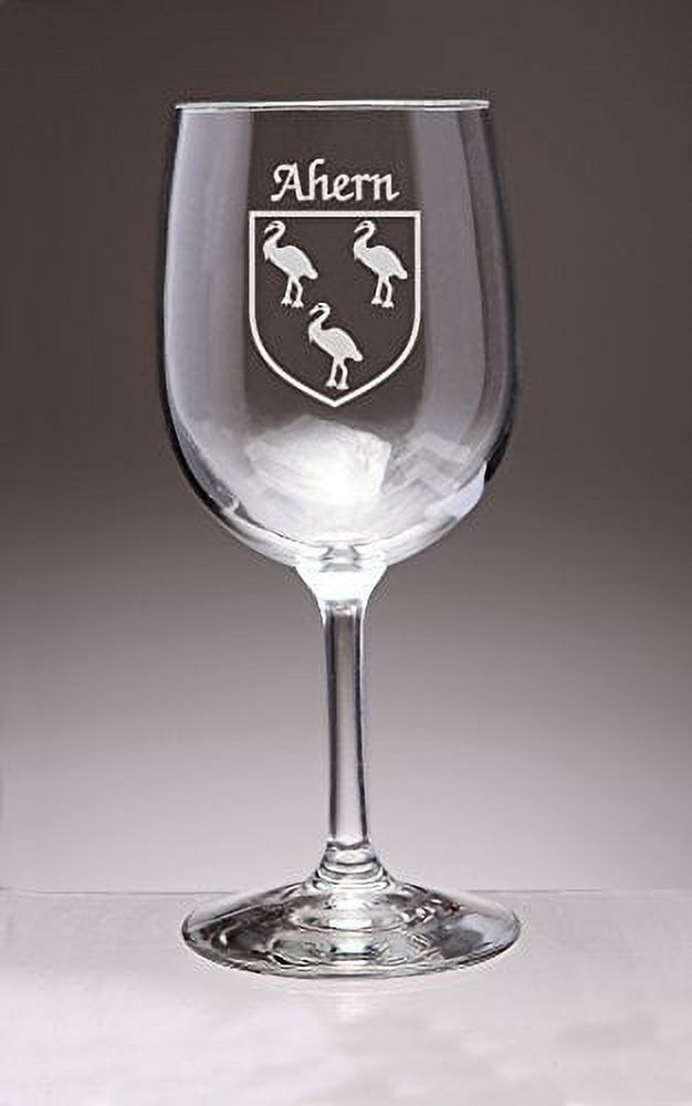 Ahern Irish Coat of Arms Wine Glasses - Set of 4 (Sand Etched ...