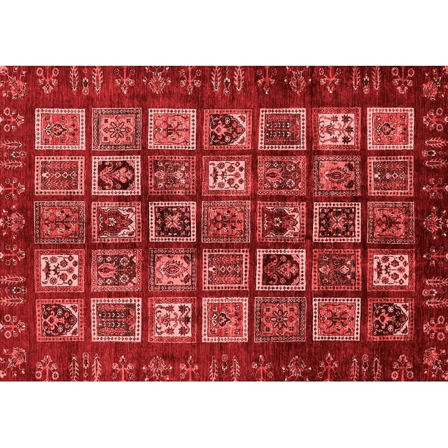 Ahgly Company Indoor Rectangle Abstract Red Modern Area Rugs, 2' x 5 ...
