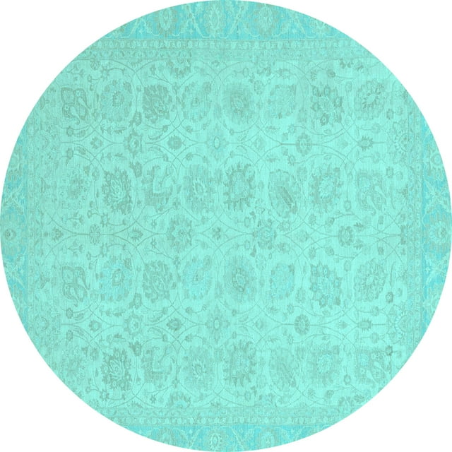 Ahgly Company Indoor Round Abstract Light Blue Modern Area Rugs, 3 ...