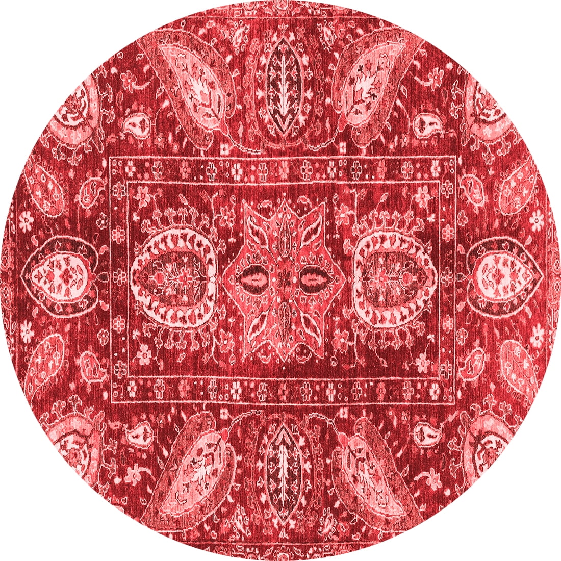 Ahgly Company Indoor Round Abstract Red Modern Area Rugs, 7' Round ...