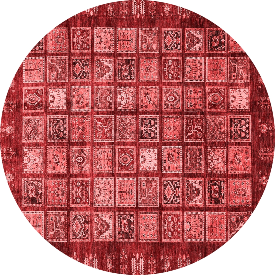 Ahgly Company Indoor Round Abstract Red Modern Area Rugs, 8' Round ...