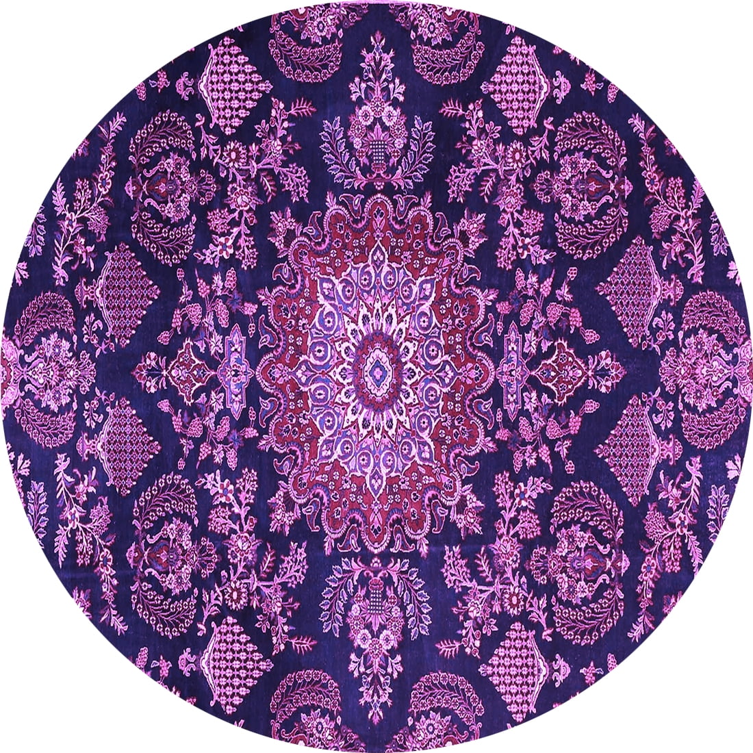 Ahgly Company Indoor Round Medallion Purple Traditional Area Rugs, 8 ...