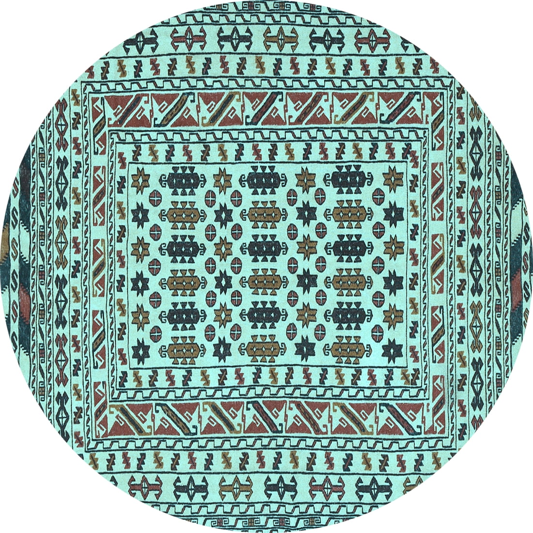 Ahgly Company Indoor Round Southwestern Light Blue Country Area Rugs, 6 ...