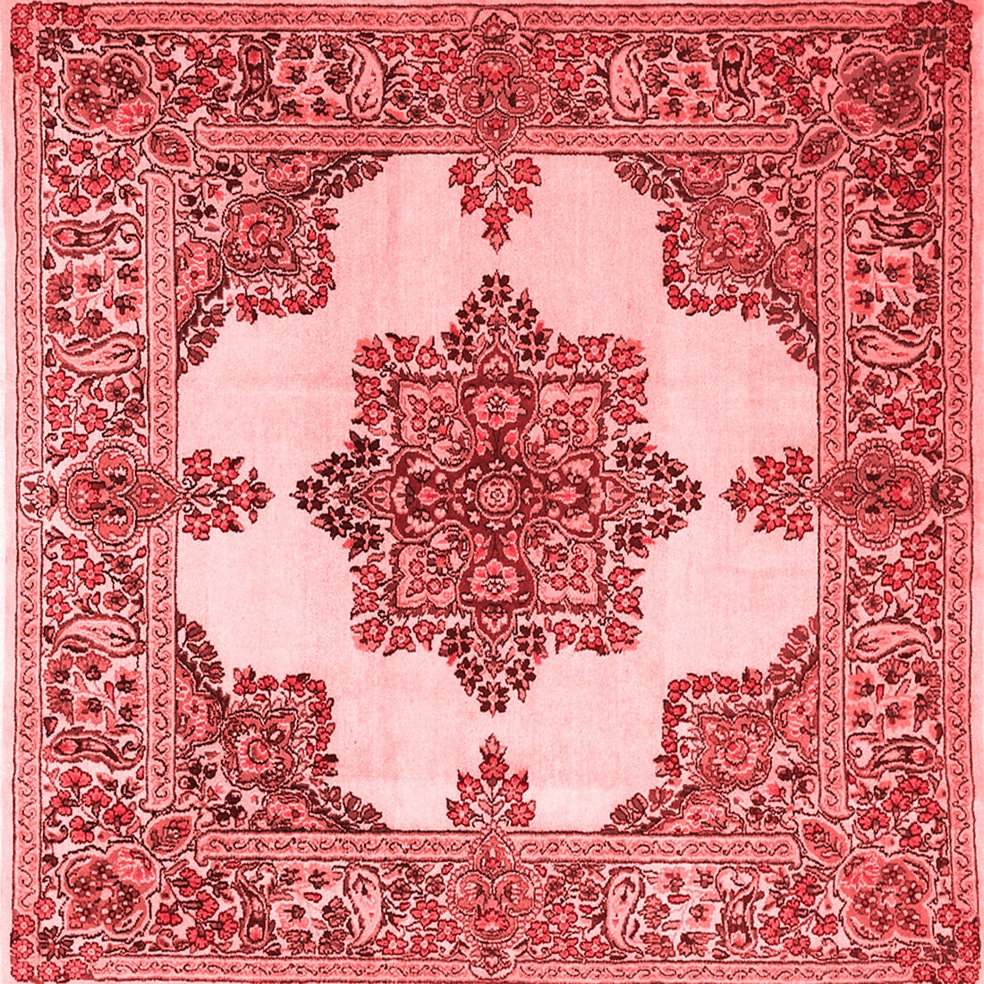 Ahgly Company Indoor Square Medallion Red Traditional Area Rugs, 7 ...