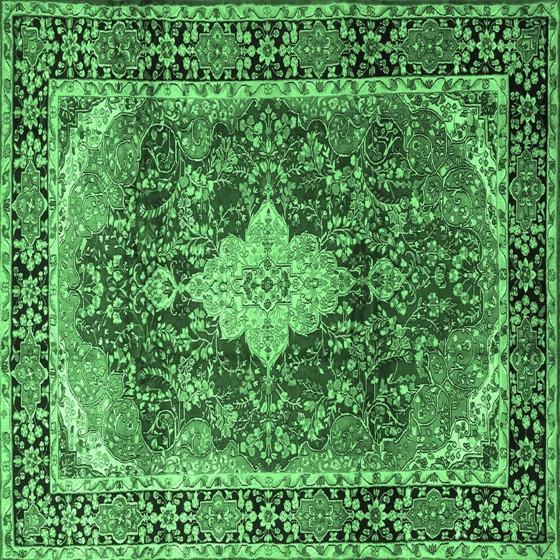 Ahgly Company Indoor Square Persian Emerald Green Traditional Area Rugs ...