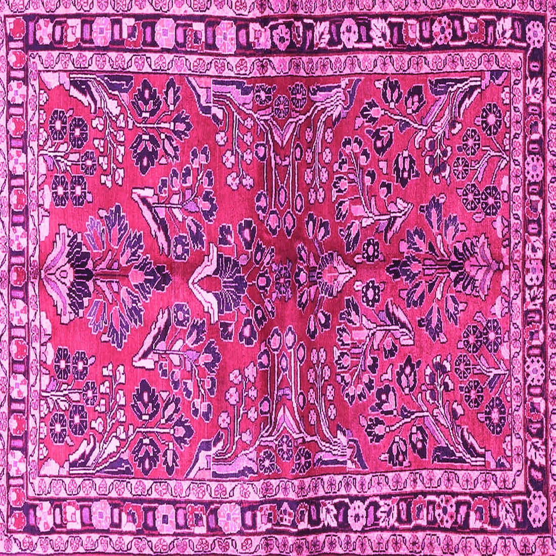 Ahgly Company Indoor Square Persian Pink Traditional Area Rugs, 6 ...