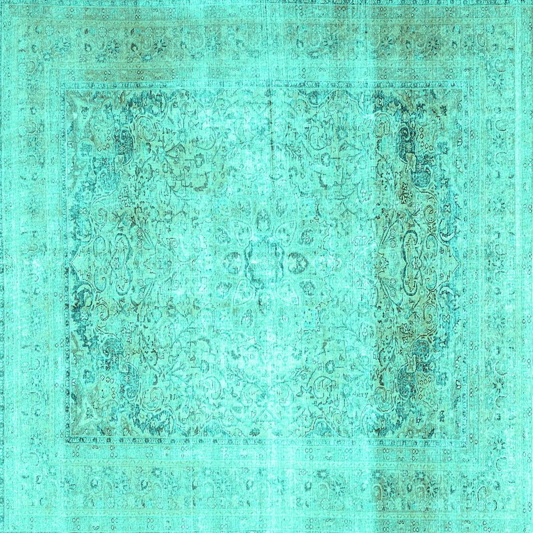 Ahgly Company Indoor Square Persian Turquoise Blue Traditional Area ...