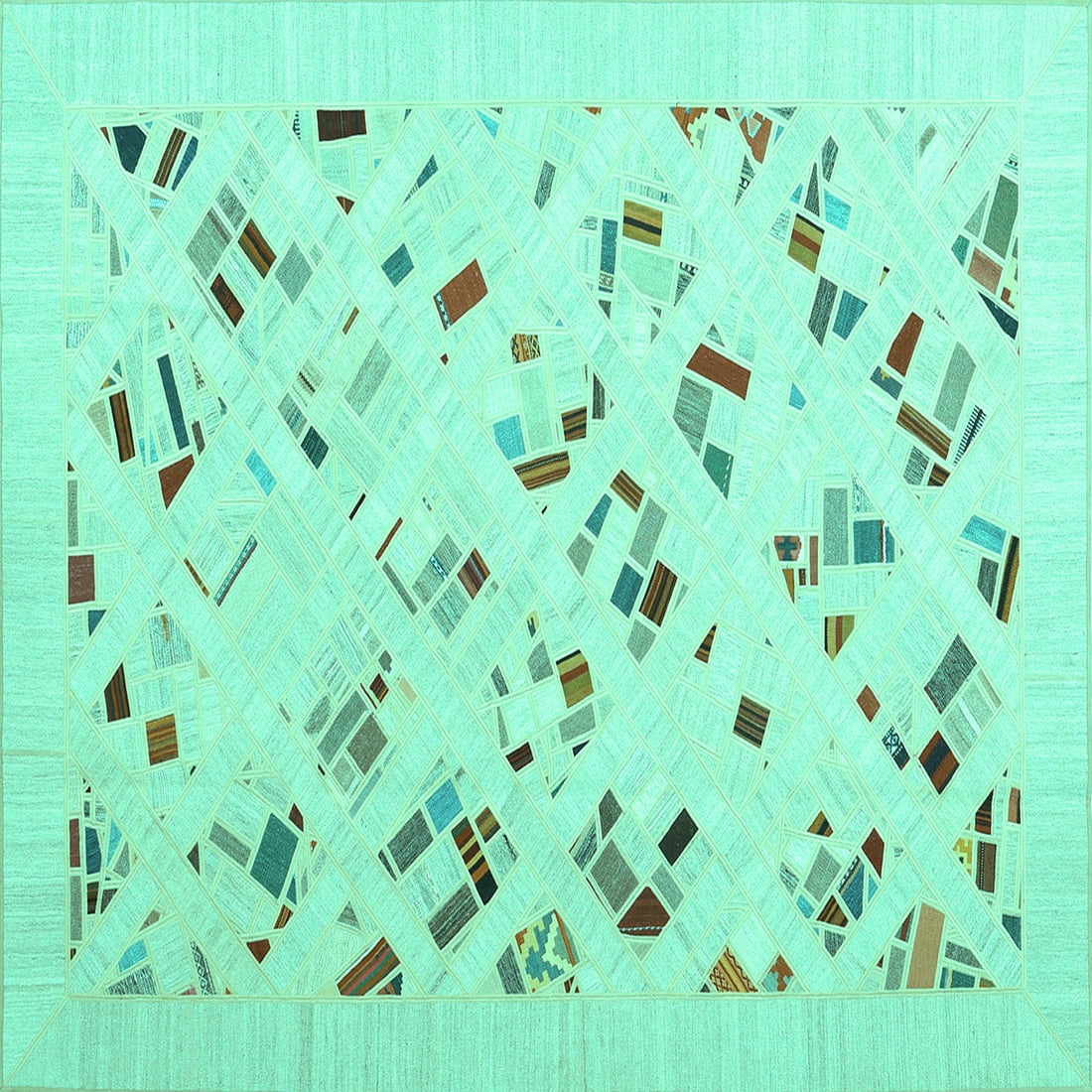 Ahgly Company Indoor Square Solid Turquoise Blue Modern Area Rugs, 6 ...