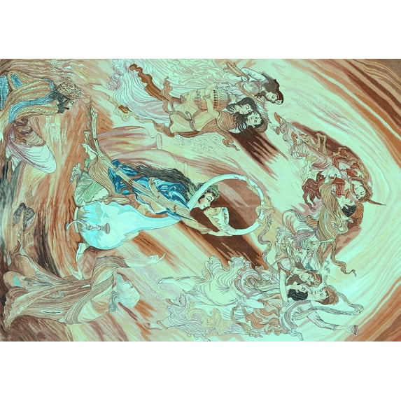 Ahgly Company Machine Washable Indoor Rectangle Animal Light Blue Traditional Area Rugs, 8' x 10 ...