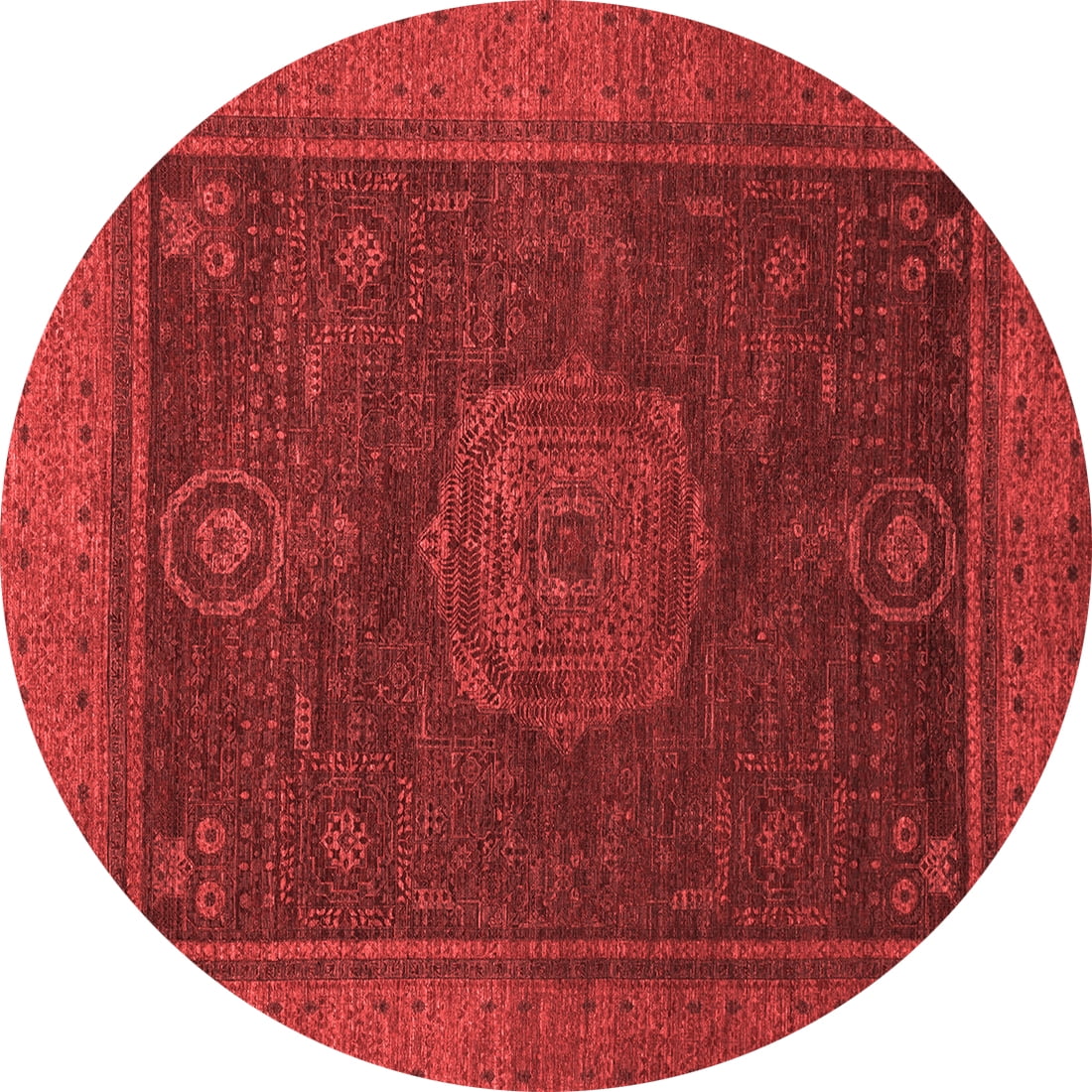 Ahgly Company Machine Washable Indoor Round Abstract Red Modern Area ...