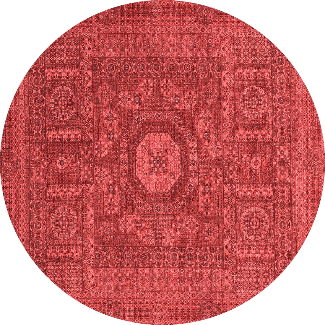 Ahgly Company Machine Washable Indoor Round Abstract Red Modern Area ...