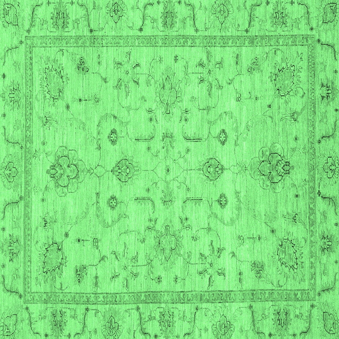 Ahgly Company Machine Washable Indoor Square Abstract Emerald Green ...