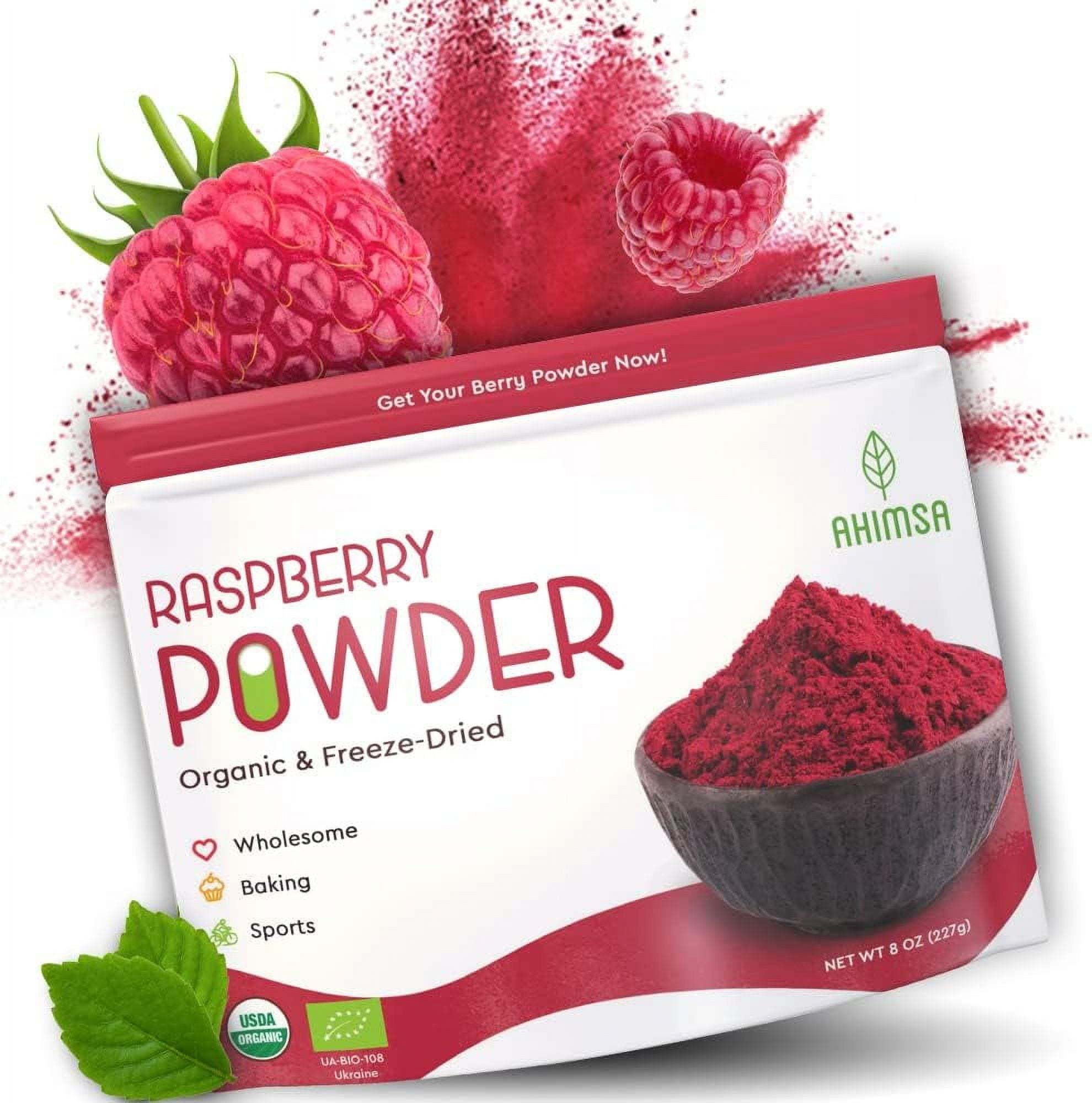 Ahimsa Organic Freeze Dried Raspberry Powder 8 oz | USDA Certified ...